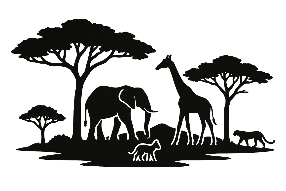 African Safari Animal Car Decal - Elephant, Giraffe, Cheetah Vinyl ...
