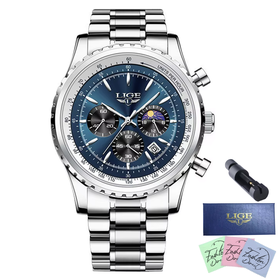 LIGE - Men Luxury Chronograph Stainless Steel Sport Watch | Shop Today ...