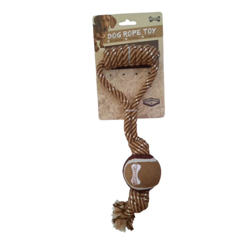 Brown Dog Rope Toy for Chewing, Tossing or Tugging with Ball | Shop ...