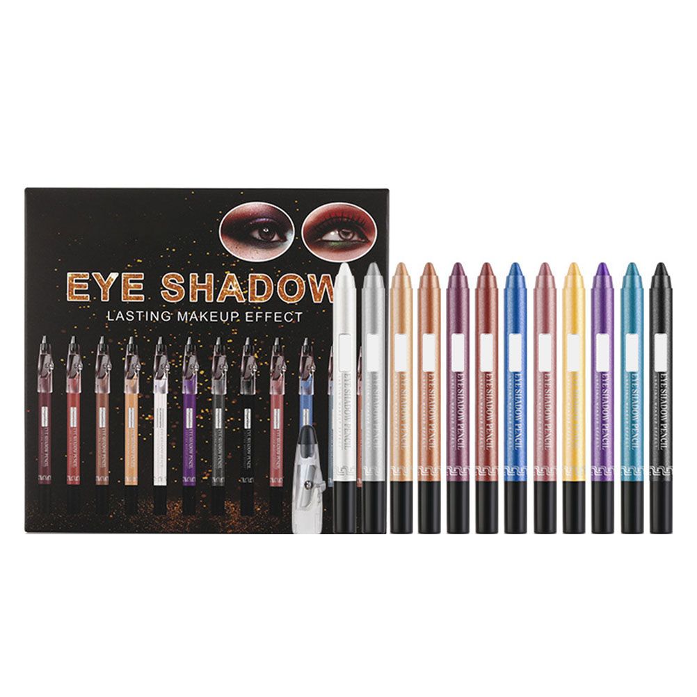 12 Color Eye Shadow Pen Glitter Eyeliner Pencil Long Lasting Waterproof ...