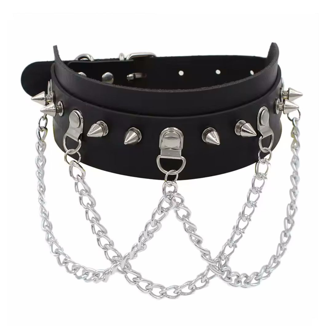 Punk/Gothic/Emo Sexy BDSM Metal Chains Wide Leather Collar Necklace ...