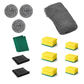 14 Piece Cleaning Combo -Steel wool - Sponges - Scours - Micro Fibre ...