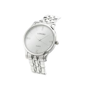 Longbo Ladies Silver Stainless Steel Luxury Analogue Watch White Face ...