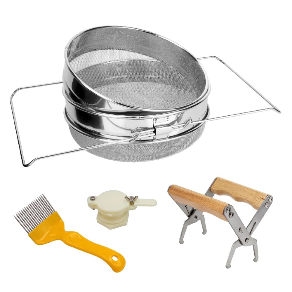 Home Garden Stainless Steel Beekeeping Honey Strainer Kit Set of 4(26cm ...