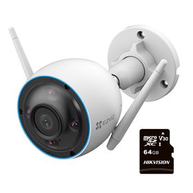 EZVIZ H3 3MP 2K AI WiFi Security Camera & Hikvision 64GB Micro SD Card ...