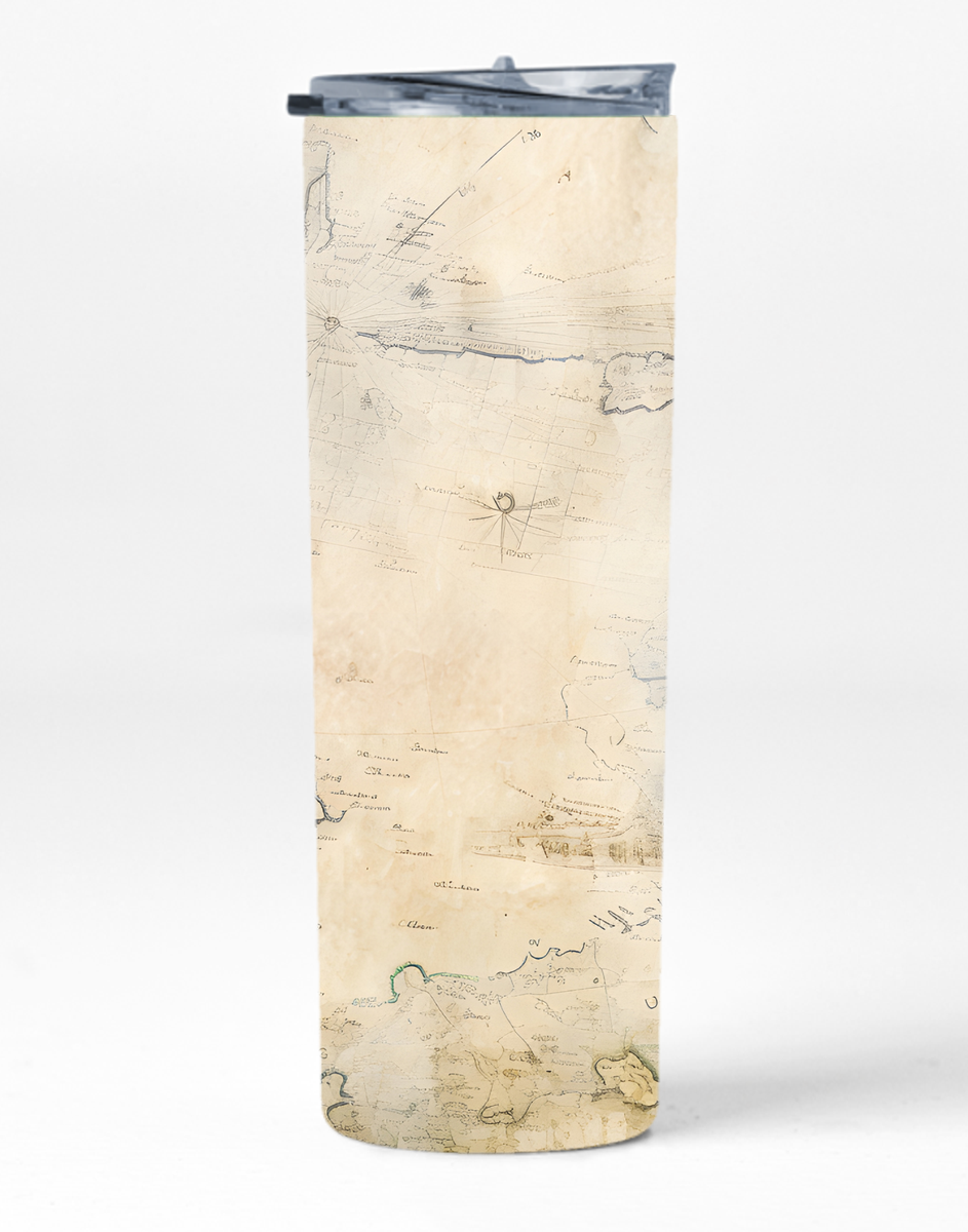 Old Map 15 20 Oz Straight Skinny Tumbler Straw Trendy Graphic Present ...