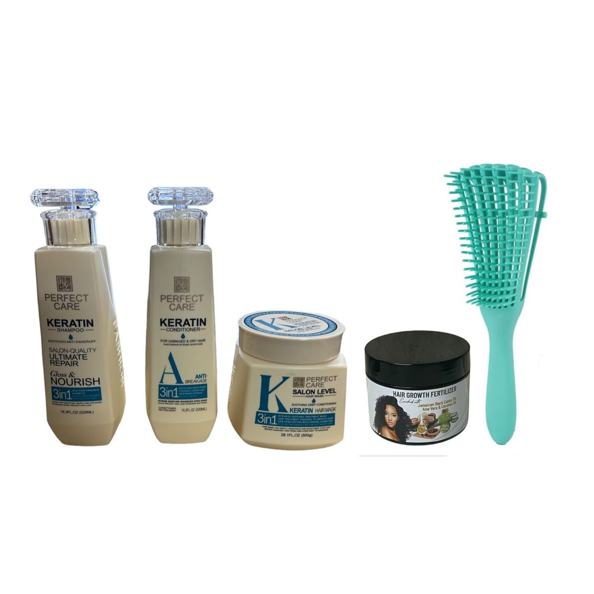 Keratin Hair Shampoo, Conditioner, Mask with Fertilizer & Detangling ...