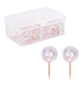 Round Clear Resin and Rose Gold Thumb Tack Push Pins - Box of 50 | Shop ...