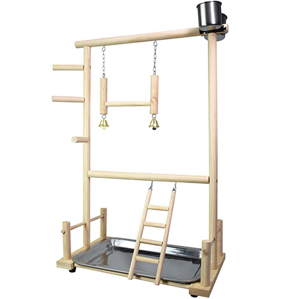 Pet Bird Parrot Interactive Playground Perch With Ladder & Swing ...