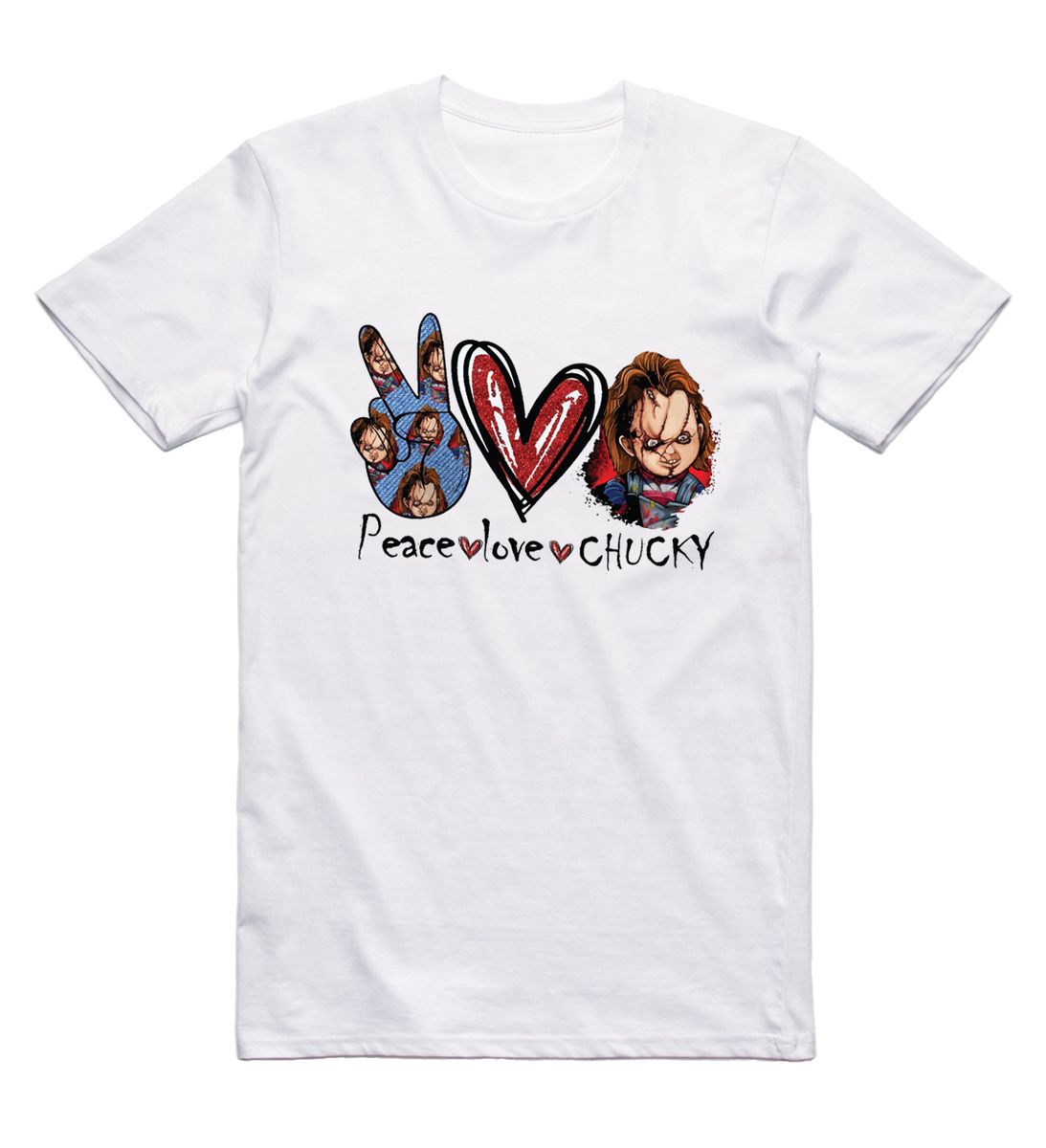 Horror T-Shirt: Peace-Love-Chucky | Shop Today. Get it Tomorrow ...