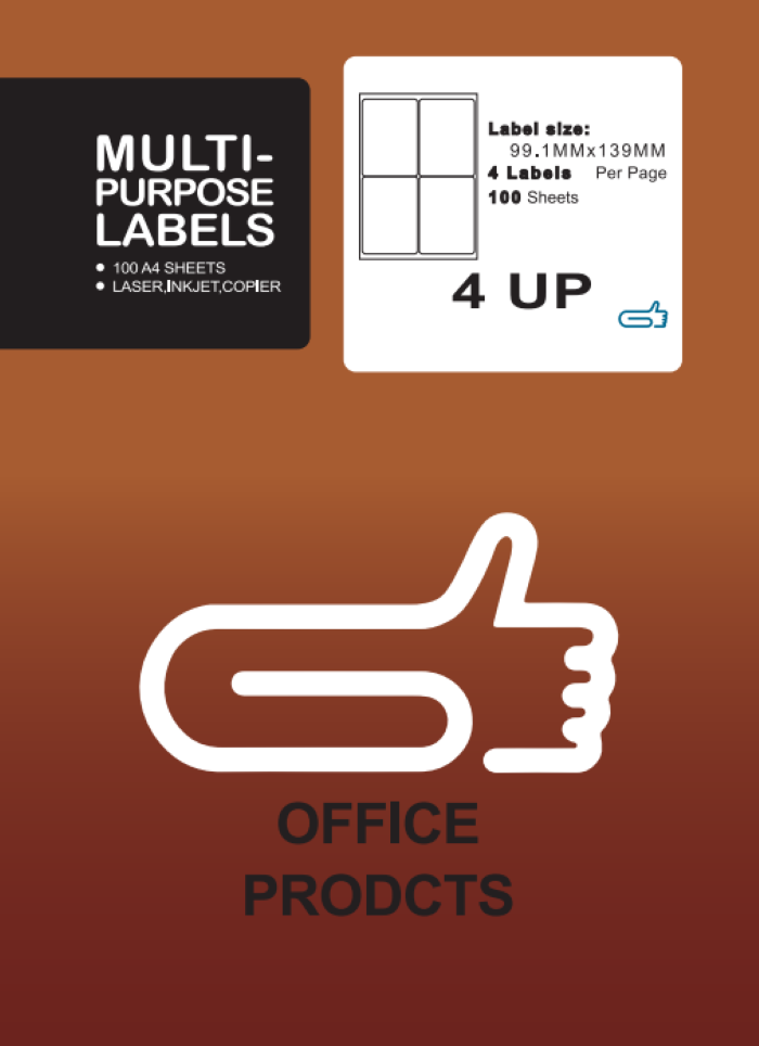 4 Up Labels Self Adhesive A4 Size - 100 Sheets - The Clip | Shop Today ...
