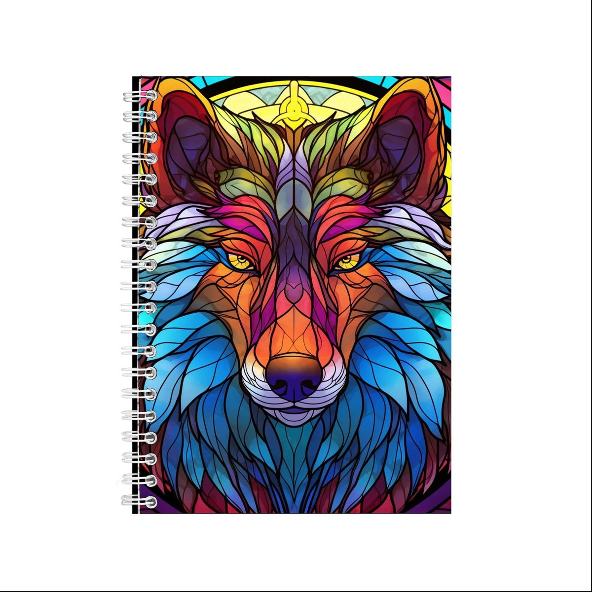 Stained Glass Wolf 1 A5 Spiral Notepad Pad | Shop Today. Get it ...