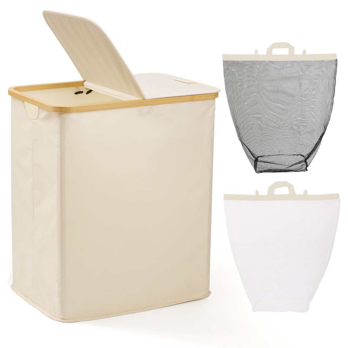 Chenshia Laundry Hamper with Lid,Double Laundry Hamper with 2 Removable ...