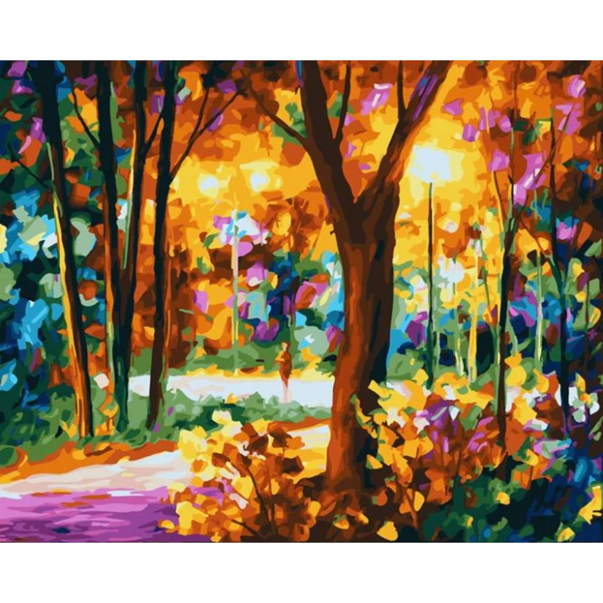 Paint By Numbers DIY 40cmx50cm Frame - Night Street Colourful Forest ...