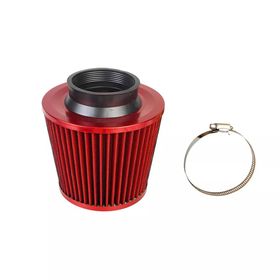 76MM Universal Cold Air Induction Cone Filter Air Filter & Clamp - Red ...
