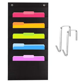 Office Multiuse 5 Layer Wall Hanging File Organiser with 2 Clips (71cm ...