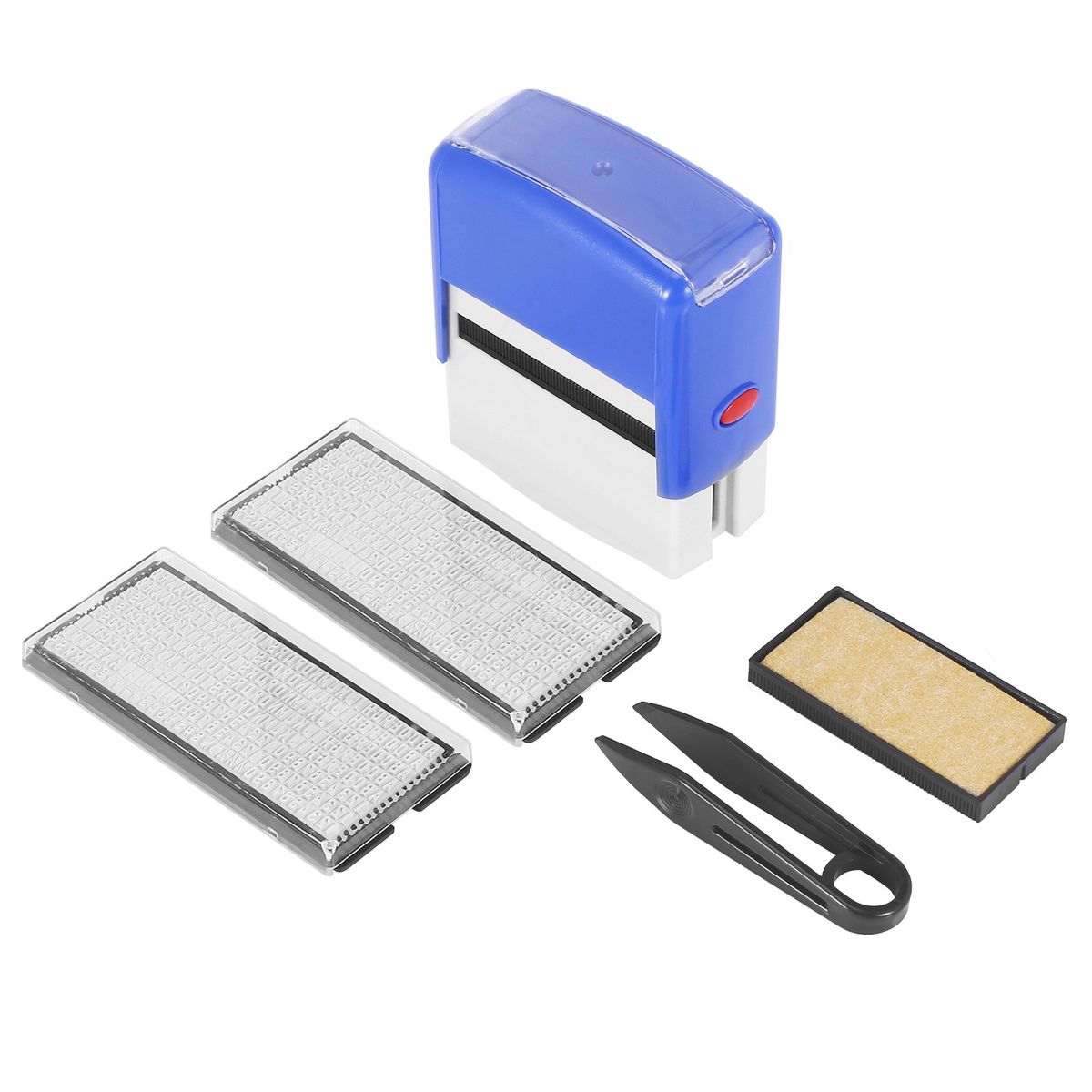 Self Inking Stamp Set Custom Personalised DIY with Tweezers Kit Blue ...