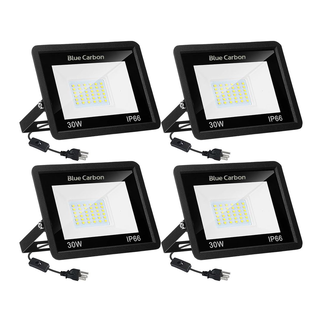 Blue Carbon 4 Pack LED Flood Lights Outdoor 30W Waterproof Super Bright ...
