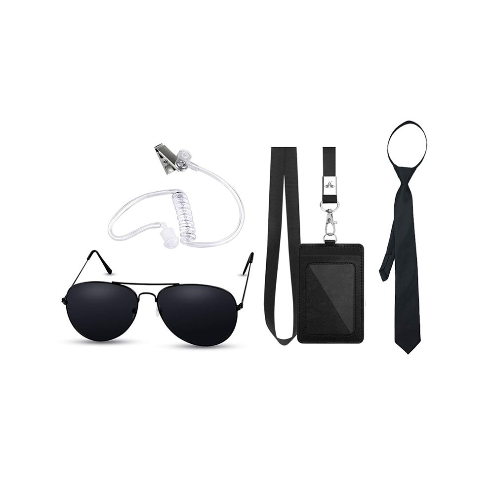ALANES 4 PCS Agent Security Guard Costume Accessories Kit Spy Cosplay ...