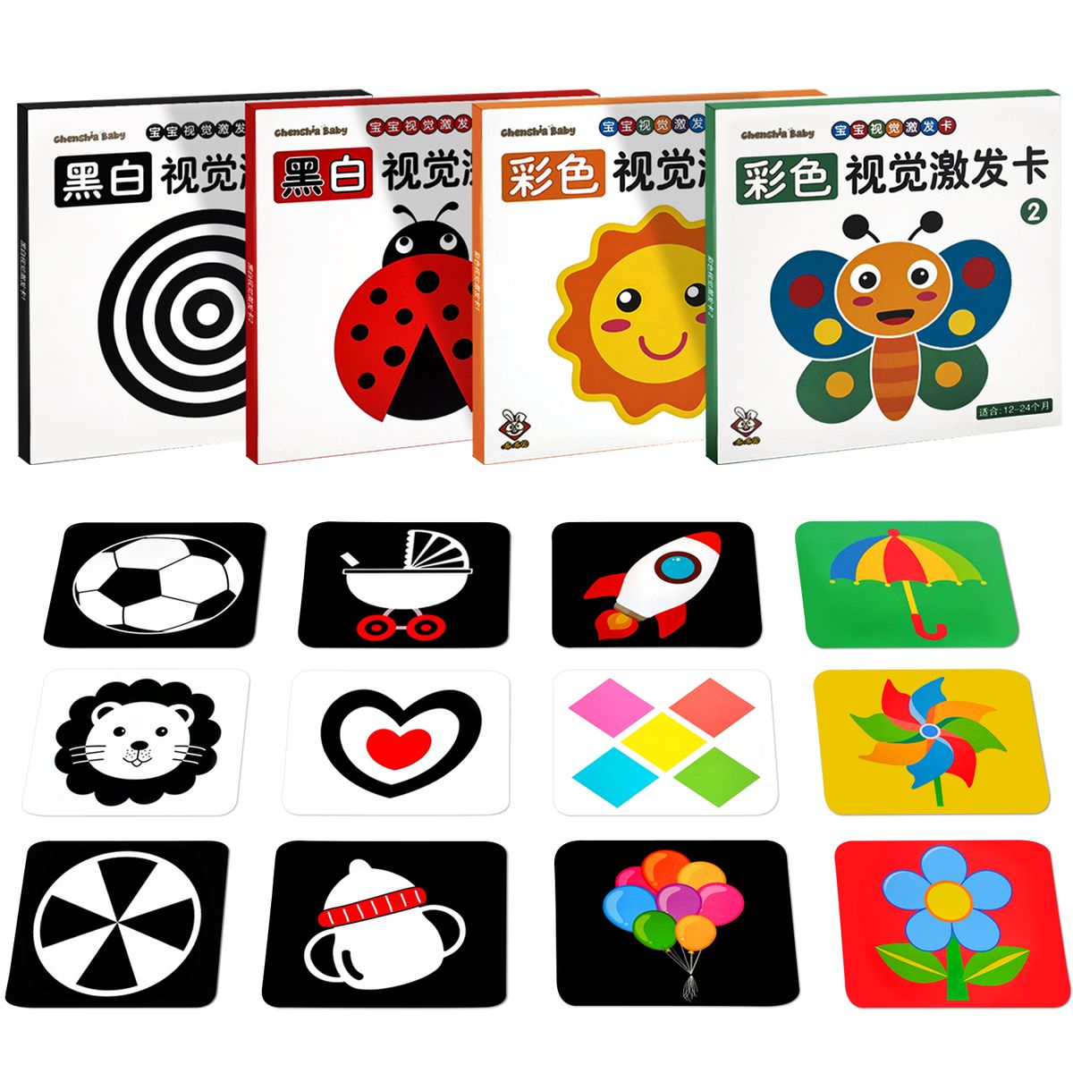 High Contrast Baby Flashcard Colorful Visual Stimulation Learning ...