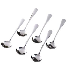 Elegant Stainless Steel Long-Handled Spoons - Set of 6 - Silver | Shop ...
