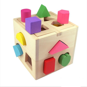 Wooden Puzzle Kids Toy 13 Hole Intelligence Box Educational Cube Bricks ...