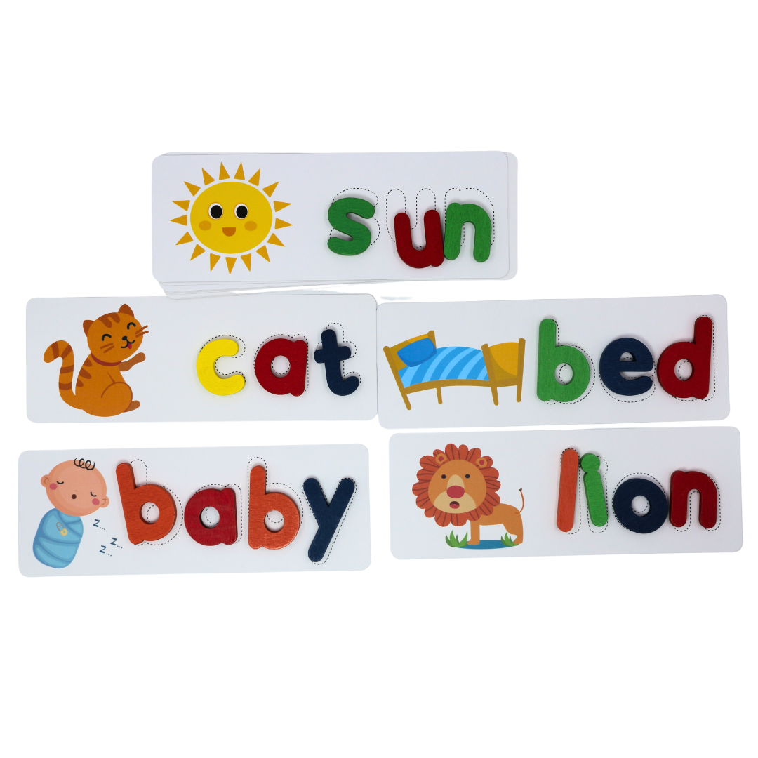 Puzzle Wooden Spelling Game -Word, Matching Letter Montessori Toy for ...