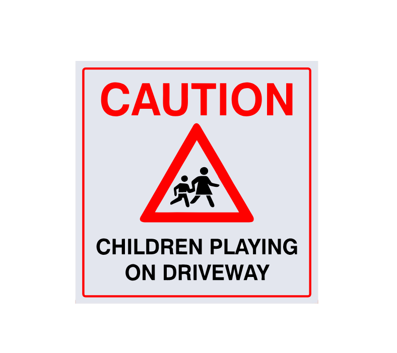 Caution Children Playing on Driveway Safety Sign - ABS Sign Board ...