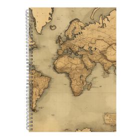 Brown World A4 Notebook Spiral Lined Maps Graphic Notepad Design ...