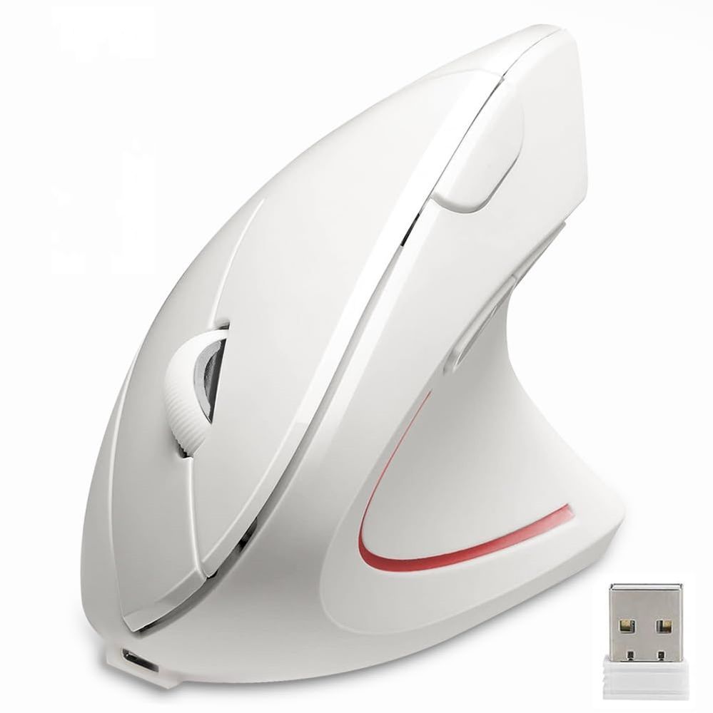 2.4GHz Rechargeable Ergonomic Wireless Optical Mouse-White | Shop Today ...