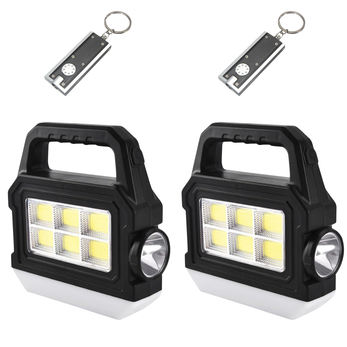 Solar-Powered Rechargeable Handheld Torch with Keyring Torch - 2 Pack ...