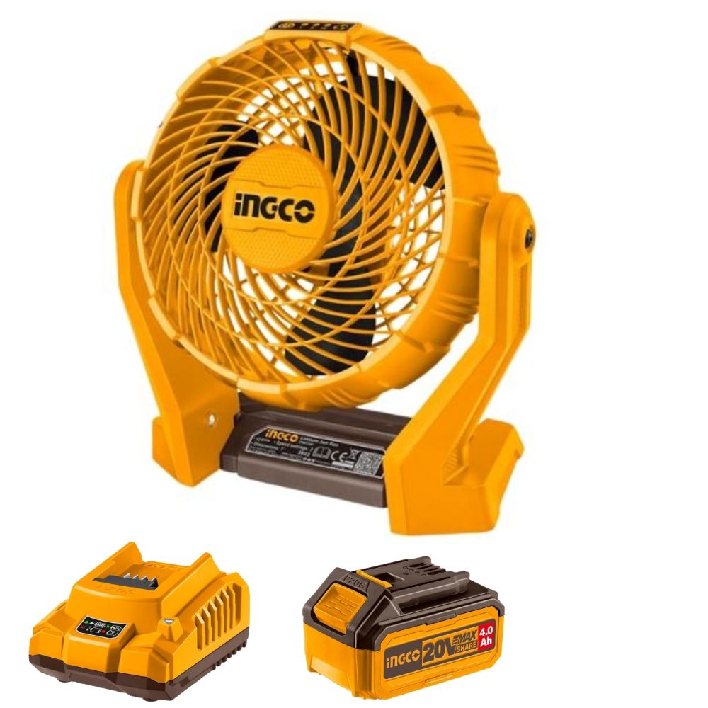 Ingco - Cordless Fan (20V) with 4.0Ah Battery and Charger | Shop Today ...