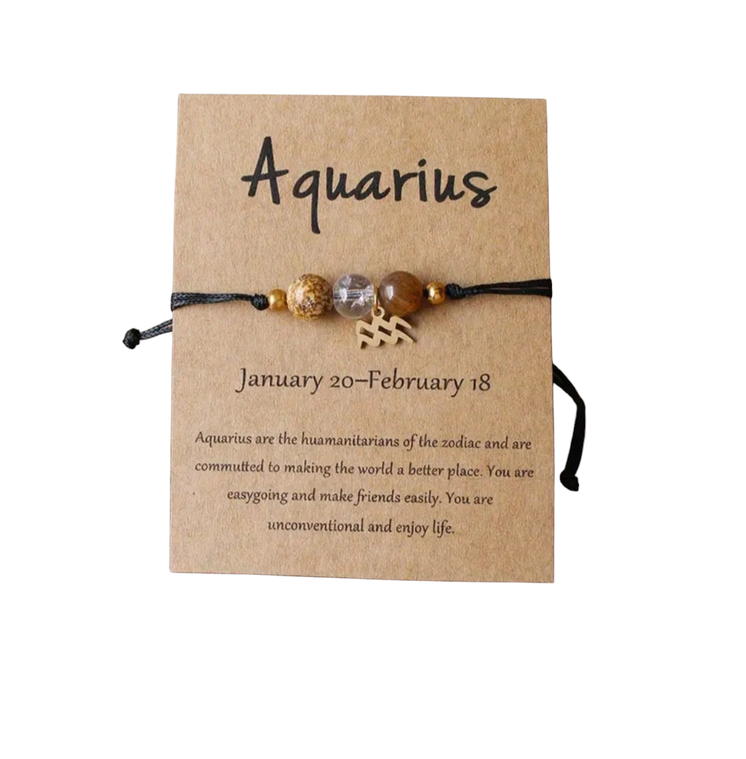 Handmade Zodiac Sign Birthstone Bracelets - Aquarius (Jan 20 - Feb 18 ...