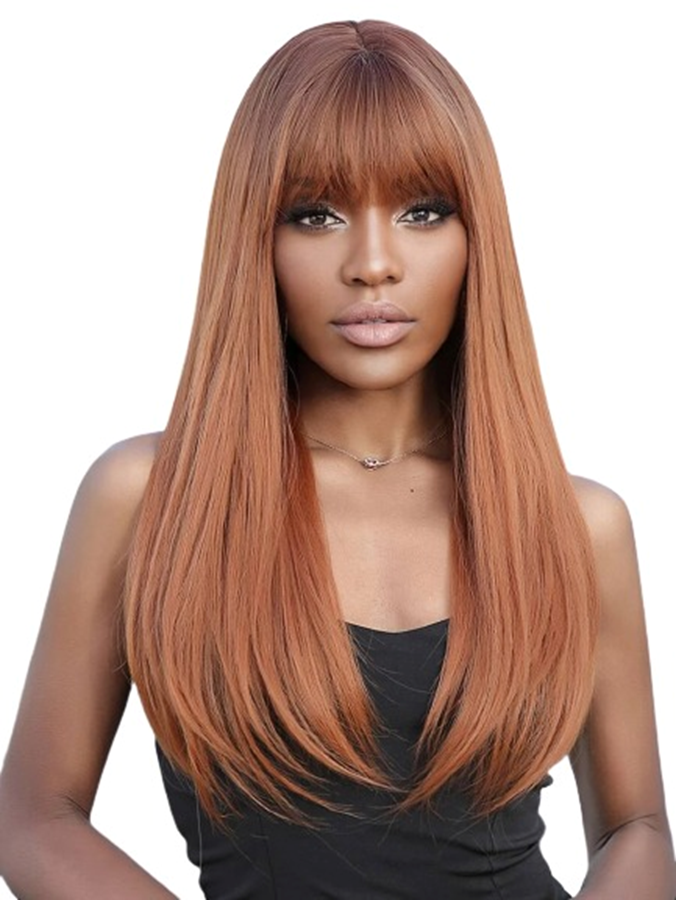 Rust Long Straight Synthetic Wig With Fringe | Shop Today. Get it ...