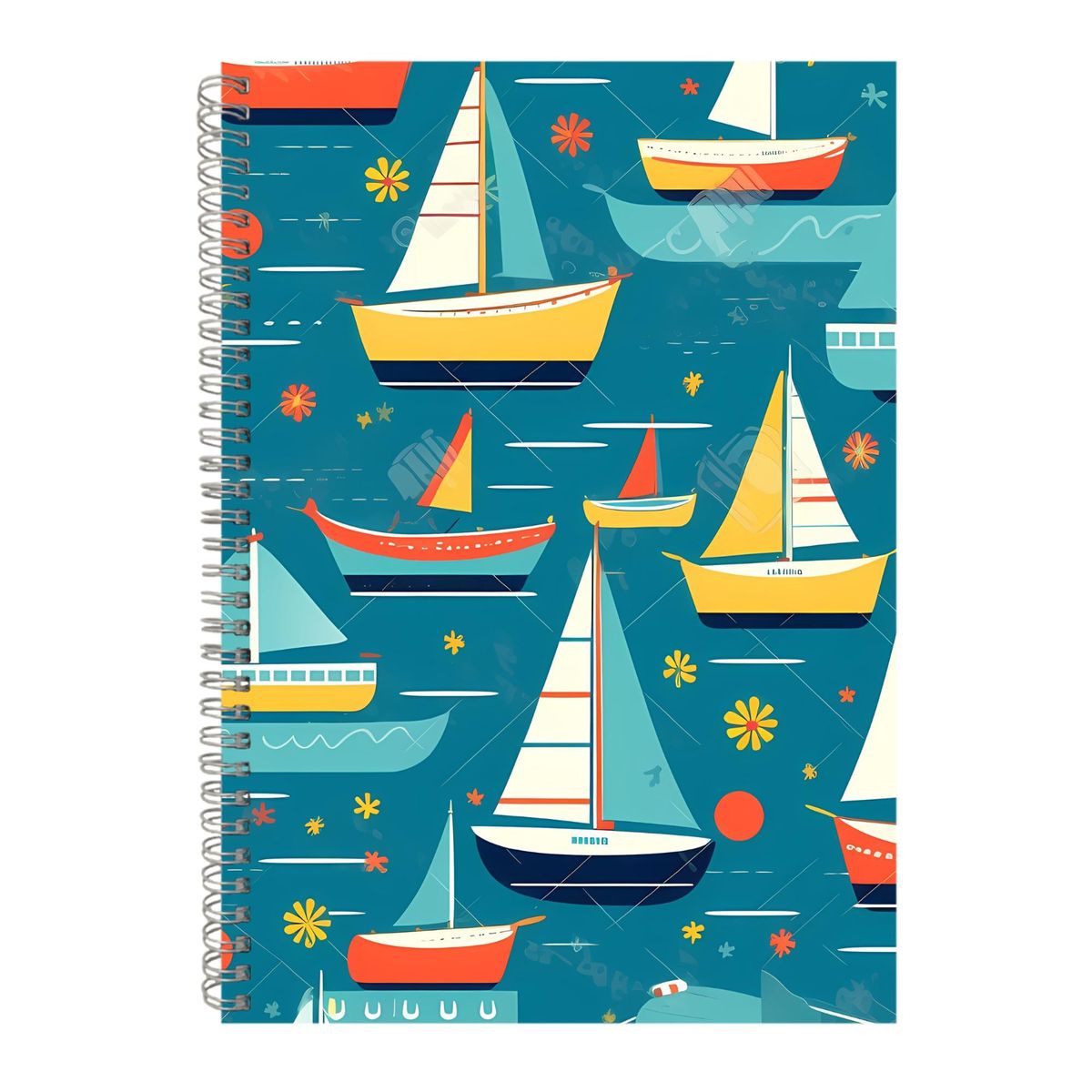 Boats_12 A4 Notebook Spiral Lined Boat Patterns Graphic Notepad Present ...