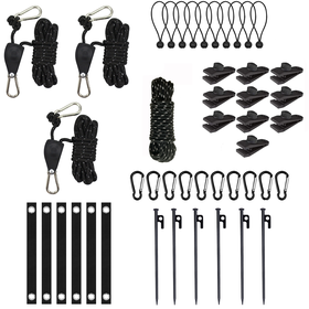Camping Multi-Use Canopy Tent Clip Fastener Kit Tent Pegs Tools Ropes ...