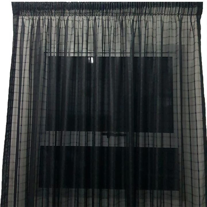 Matoc Designs Readymade Curtain -Grid Voile -Black -Taped | Shop Today ...