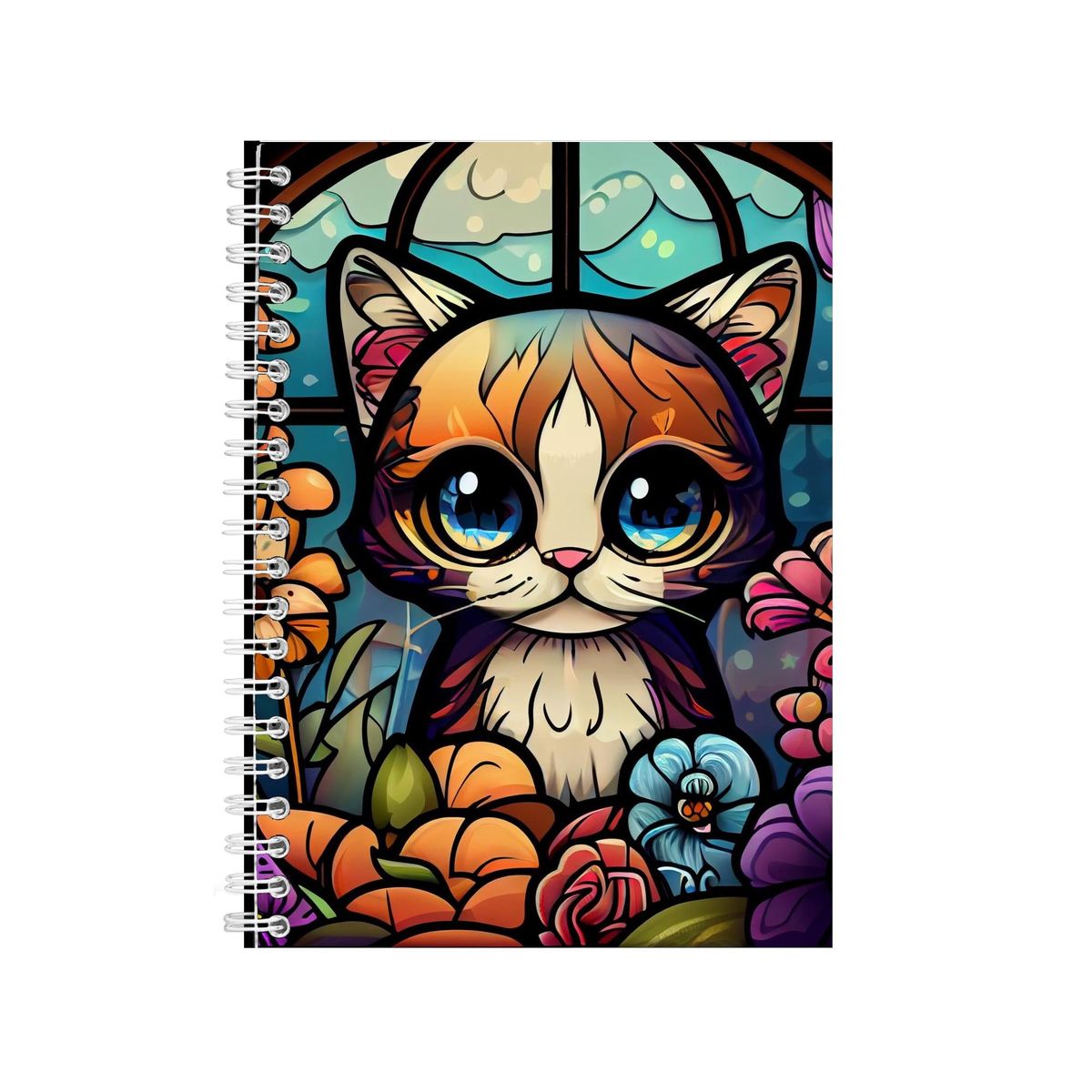 Cute Kitten Big Eyes Stained Glass Notebook Gift Idea Notepad Pad 90 ...