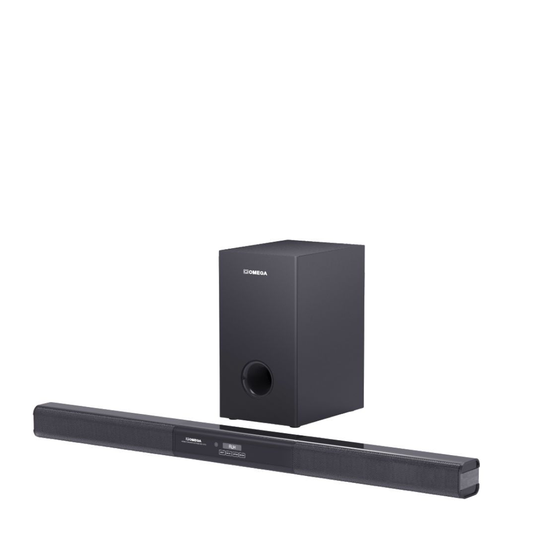 Omega 2.1 60W PureVibe Series Soundbar with Wired Subwoofer BT/USB/AUX ...