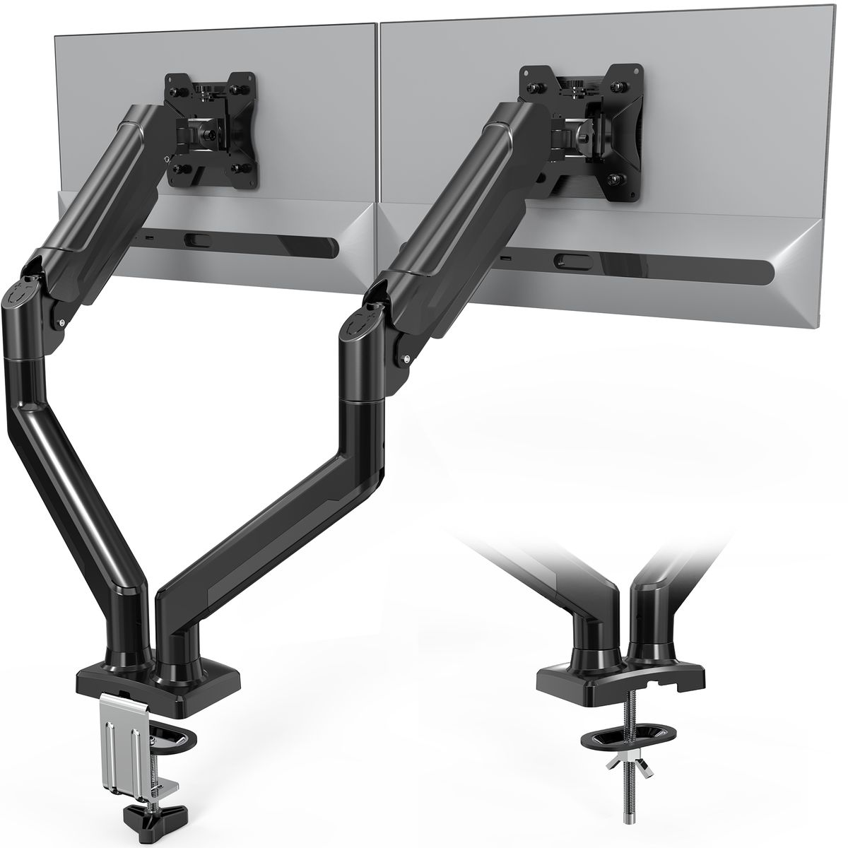 Bontec Dual Monitor Desk Mount 32" No Drooping Full Motion Adjustable ...