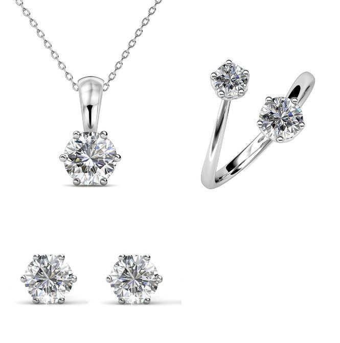 Crystalize 925 Silver April Birthstone Set with Swarovski® Crystals ...