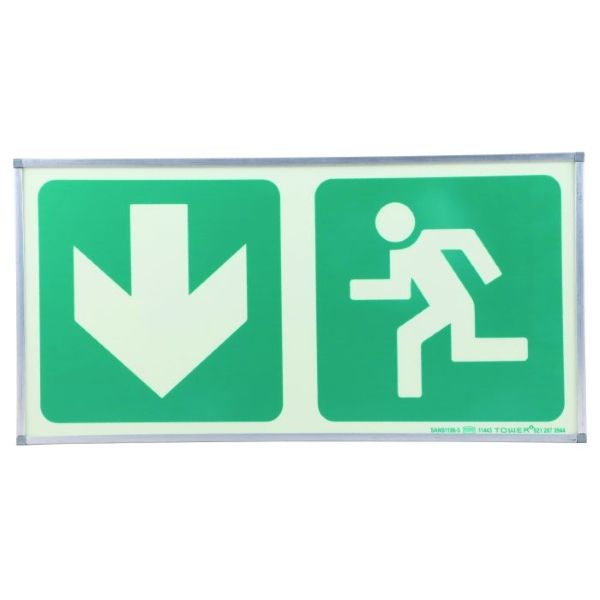 Photoluminescent Arrow Down & Running Man Sign 190 x 380mm | Shop Today ...