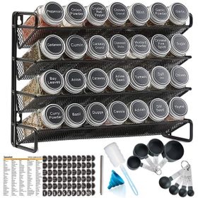 4 Tier Spice Rack Organiser With 28 Jars 8 Measuring Spoons Stickers ...
