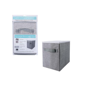 Get Organised- Grey Non-Woven Storage Box With Lid 26cm | Shop Today ...