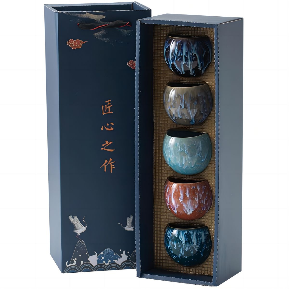 Kiln Change Five-element Cup Ceramic Master - Tea Cup Sets with Gift Box | Shop Today. Get it ...