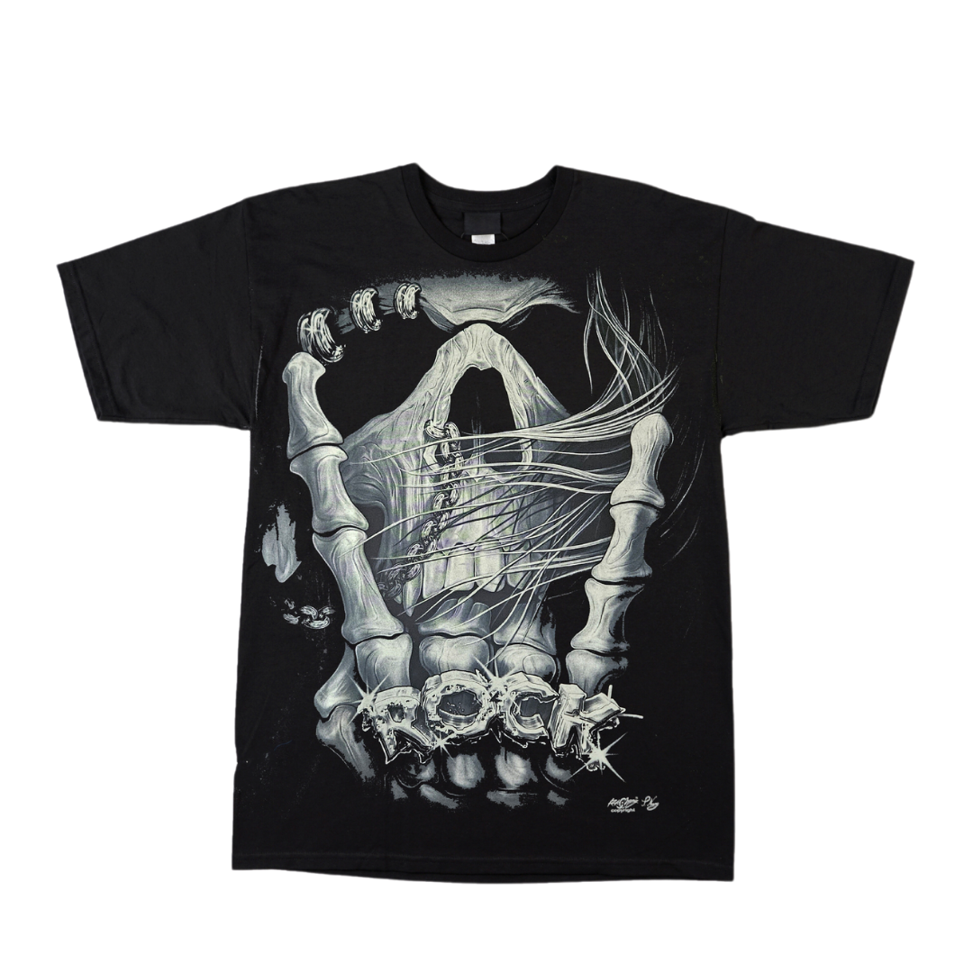 Rock Skull, HD Large Print Glow in the dark 100% Cotton Short Sleeve ...