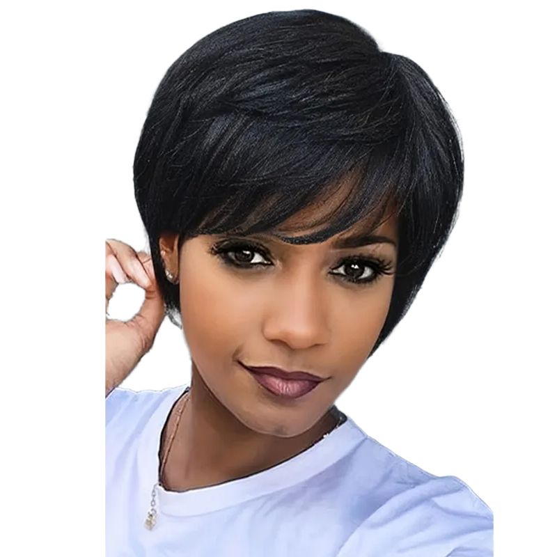 Bresilienne Full Machine Made Pixie Cut Wig/Glueless Short Bob with ...