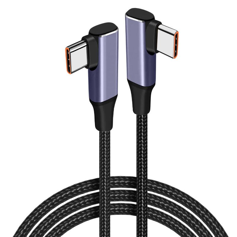 100W PD Fast Charging USB C-C Cable 2 Right Angle Wire 90 Degree Data ...