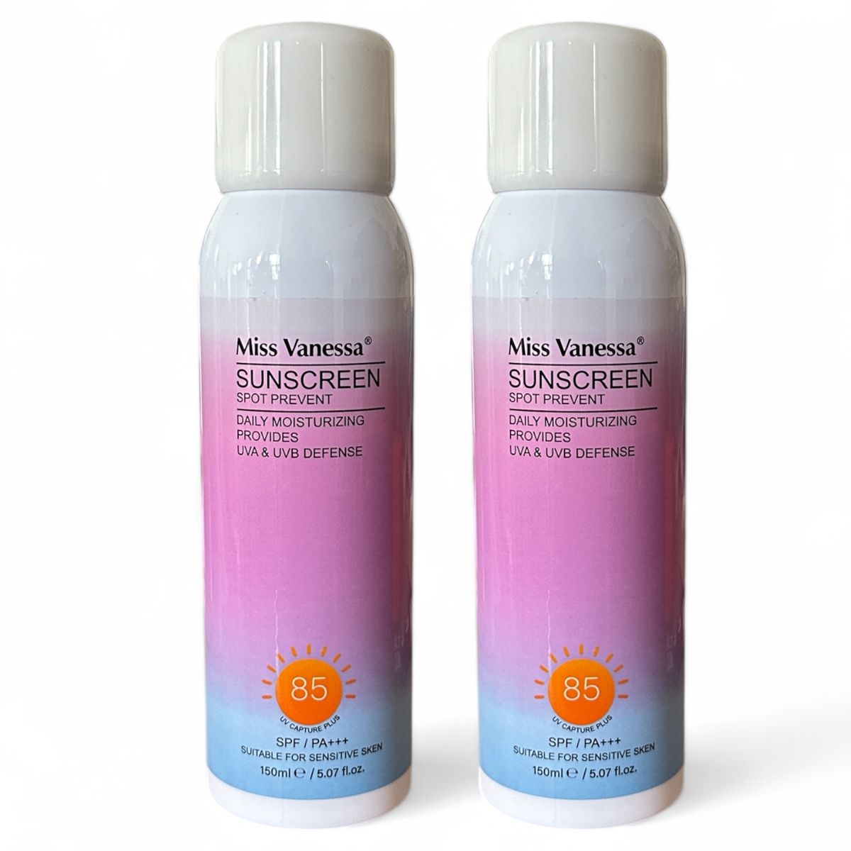Pack of 2-Miss Vanessa Continuous Spray Sunscreen SPF 85+for Sensitive ...