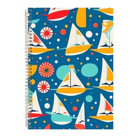 Boats_2 A4 Notebook Spiral Lined Boat Patterns Graphic Notepad Present ...